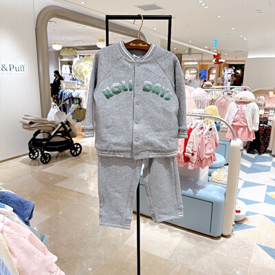 chocolat巧克力韩国代购26春季男童休闲字母外套裤子纯棉套装舒适