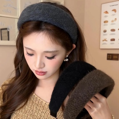 细毛绒宽边发箍女高级感洋气时尚