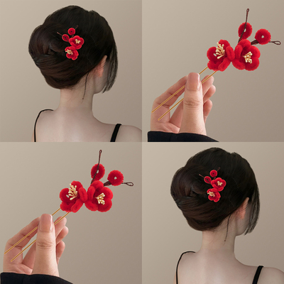 梅花发簪汉服旗袍头饰花朵发簪