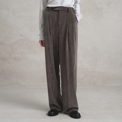 SageSalt水洗效果灰色灯芯绒男女长裤立体垂感3029GY