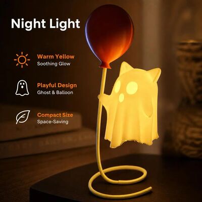 Cute Shape Ghost Night Light Glowing Halloween Figurine Cute