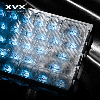 XVX冰碳纹雾透键帽编织纹3K侧刻机械磁轴键盘帽十字轴EV63夜魔EX