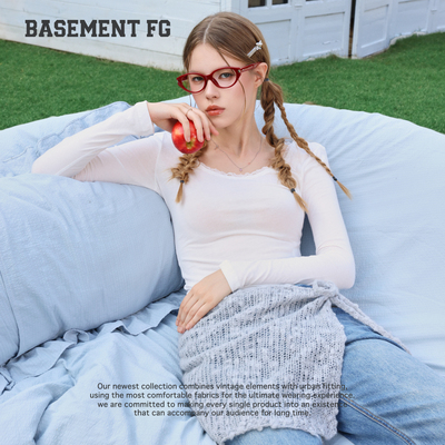 BASEMENTFG T恤26秋冬新款老钱风多色长袖T恤女修身261030263