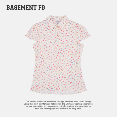 BASEMENTFG法式田园风碎花短袖衬衫甜美修身减龄上衣262260001009