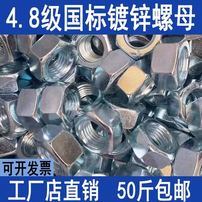 4.8级国标镀锌螺母六角螺母六角螺母六角螺帽M6M8M10M12M16M18M20