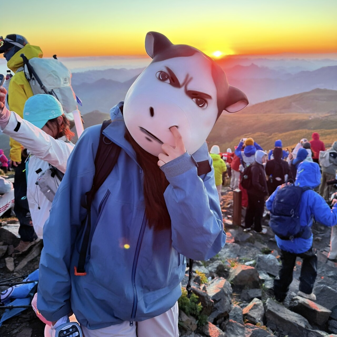 草地牛牛头套趣味搞怪奶牛面罩牛头面具户外旅行拍照道具整蛊神器