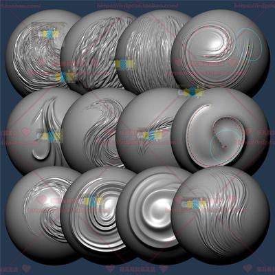 12种写实ZBrush头发毛发笔刷zbrush雕刻zb笔刷 次世代头部雕刻zbp