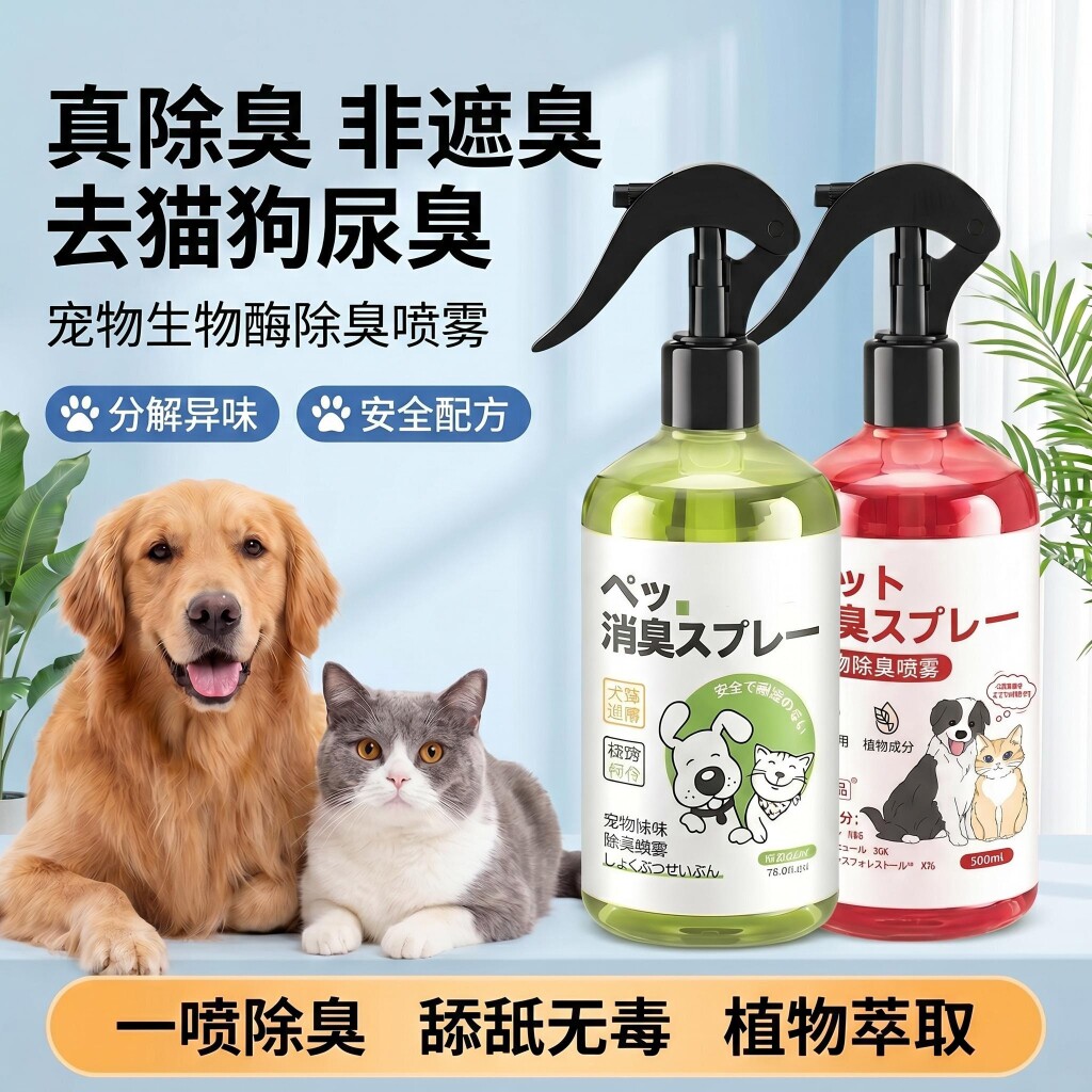 宠物除臭喷雾猫狗通用生物酶除菌剂安全无毒去尿味室内除臭