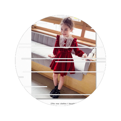 女童金丝绒蕾丝洋气韩版