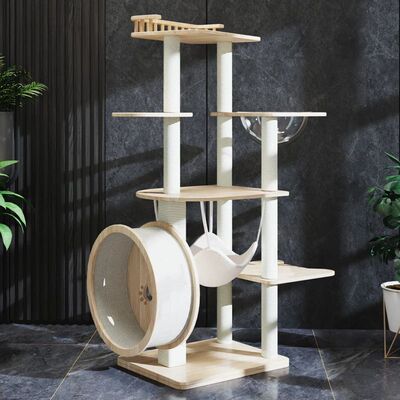 Integrado Grande Prateleira Torre para Cat, Toda a madeira m