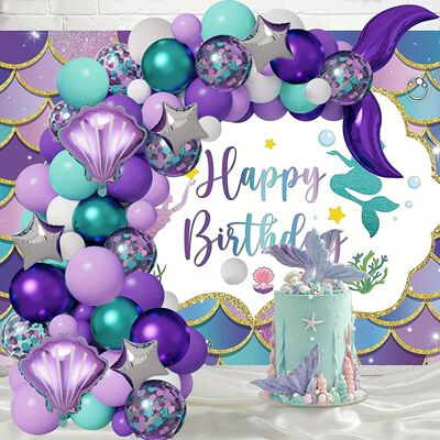 Juego de globos con temática de sirena, adecuado para cumpl