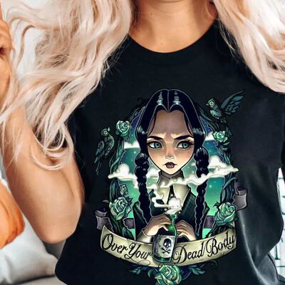 T-shirt de manga curta Harajuku para mulher, roupa gráfica,