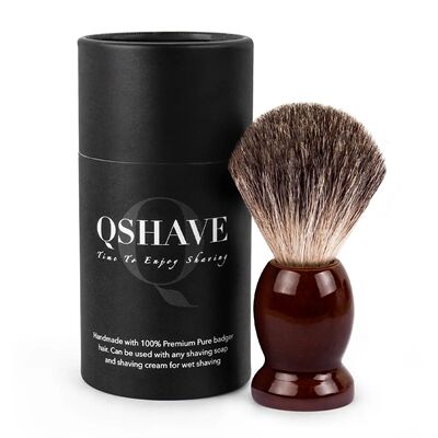 Qshave-brocha de afeitar de pelo de tejón puro para hombre,