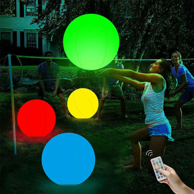 Pelota de playa inflable con luz LED, pelota de piscina con
