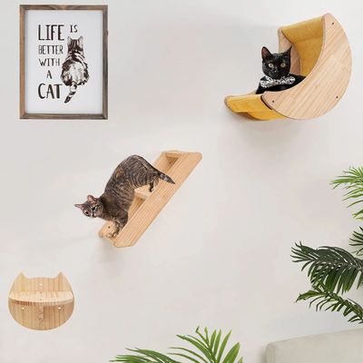 Wall Mounted Gato Prateleiras, Madeira Pet Móveis, Hammock