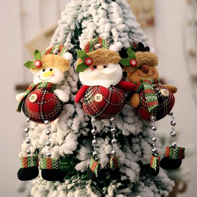 Natal xadrez perna pingente, decora??o de janela, boneca dos