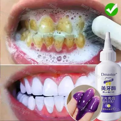V34 roxo creme dental clareamento dos dentes enzima remover
