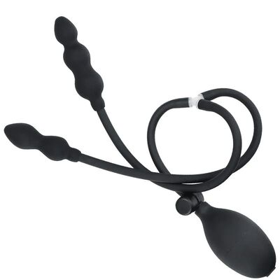 Plug Anal Inflável de Cabe?a Dupla, Bolas Dilatadoras, Plug