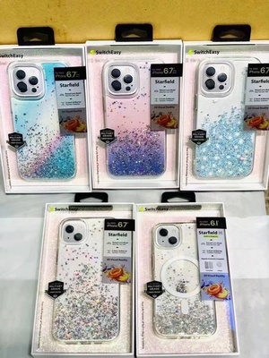 适用于苹果14promax手机壳鱼骨美国SwitchEasy3D固态流沙13PM苹果14plus6.1英寸透明防摔可爱创意软女生奢华