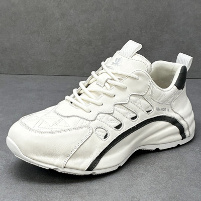 高档男士2025冬季新款老爹鞋轻便潮鞋休闲运动鞋真皮软底增高鞋