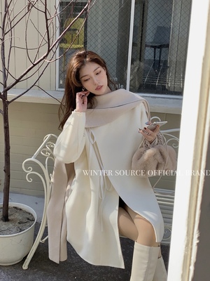 全羊毛设计款系带双面大衣