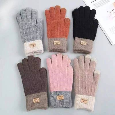 Women Men Warm Screen Gloves Stretch Knit Mittens Wool Full
