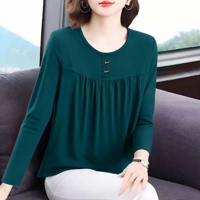 中老年大码四季薄款遮肚长袖T恤