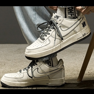 适配NikeAirForce1Low低帮板鞋空军一号白黑色相间点斜纹af1鞋带