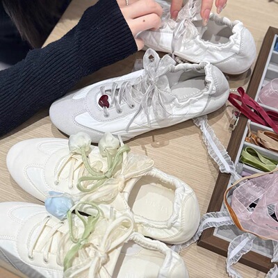 适用于VIVAIA芭蕾舞鞋diy配饰薄纱鞋带水晶珍珠鞋花郁金香绑带