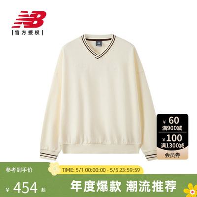 New Balance NB官方26女冬季圆V领休闲百搭时尚运动卫衣WT6144GC