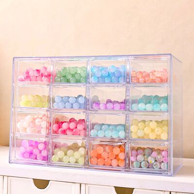 1pc Acrylic 16 Grid Drawer Style Acrylic Bead Storage Box, L