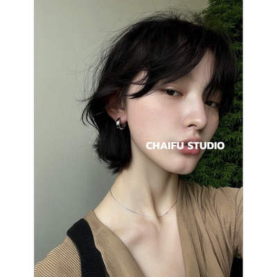 韩风极简百搭素金小耳扣复古光面