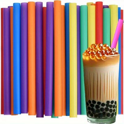 50Pack Colorful Reusable PP Wide Straws - 1.1cm/21cm for Bob