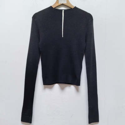 去标撤柜含33%绵羊毛简约条纹针织圆领毛衣秋新打底4065上衣I575