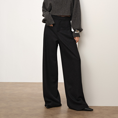 Dekashell/迪卡轩2025冬季新款羊毛裤女高腰直筒裤时尚休闲