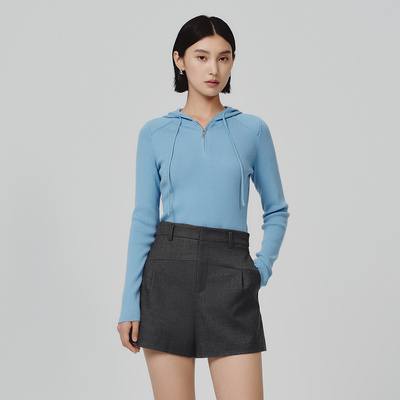 Dekashell/迪卡轩2025冬季新款女士连帽针织衫拉链卫衣外套上衣