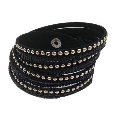 多层皮质镶钻欧美明星女手链 hand catenary women brlet