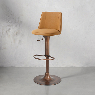轻奢酒吧椅升降旋转高脚凳现代简约家用吧台椅铜色皮质座椅7676