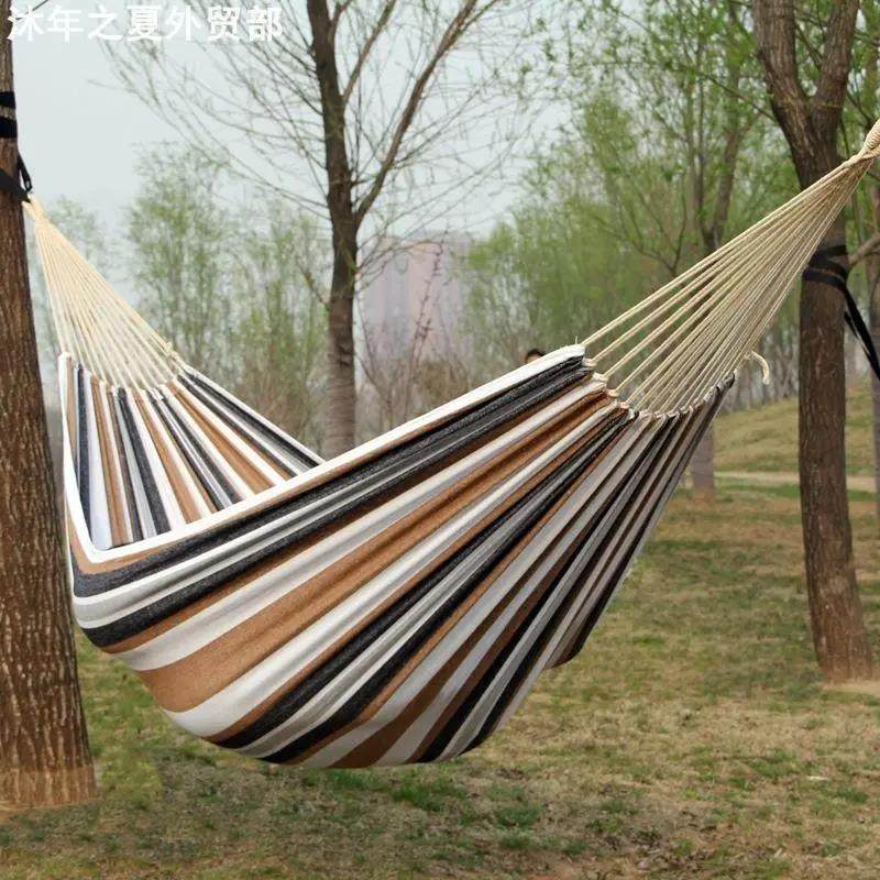 Canvas single hammock outdoor hammock儿童秋千加厚条纹吊床