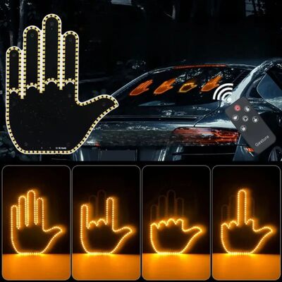 Middle Finger Car Light LED Palm Give The Bird Remote Contro