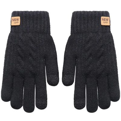 Winter Fashion Thickened Double Layer Knitted Gloves - Cold