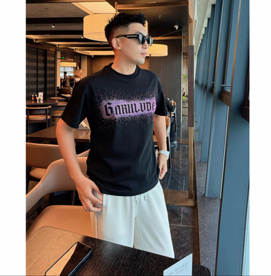【闪钻字母】夏日清爽情侣液氨棉百搭男士短袖T恤情侣衣服8292