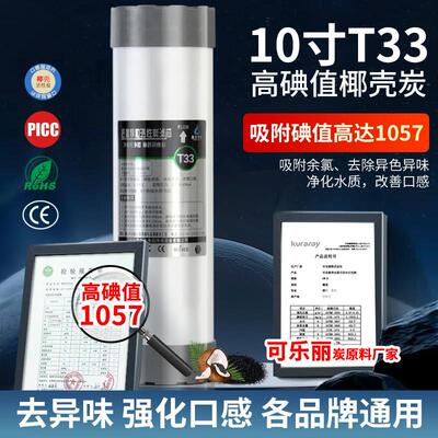 净水器平压t33后置活性炭滤芯10寸滤水机平口通用余 余去氯调节口
