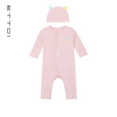 朗姿童装/ETTOI爱多娃婴儿套装女童连体包屁衣/帽子2025秋季新款