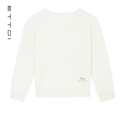 【100纯山羊绒】ETTOI爱多娃儿童圆领针织衫男女童毛衣冬季新款