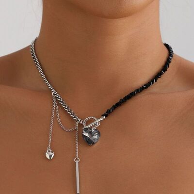 Glass Crystal Bead Heart Collarbone Chain Luxury Fashion