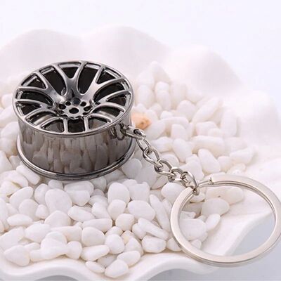 New 3D Miniature Car Metal Wheel Rim Keychain Car Key Ring