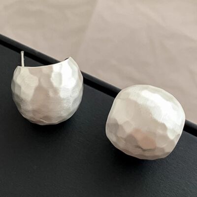 PANJBJSterling Silver Frosting Hoop Earrings For Women