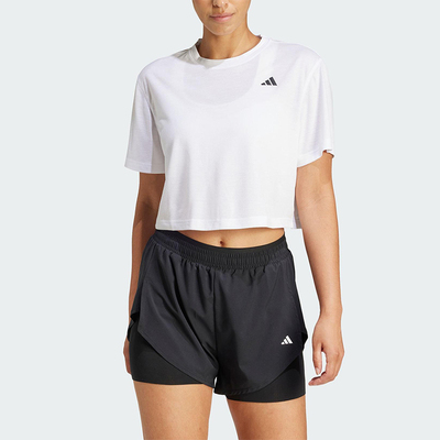 Adidas/阿迪达斯正品2025夏季款女士宽松经典落肩短款短袖JC9556