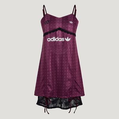 Adidas/阿迪达斯正品女士蕾丝下摆休闲气质经典吊带连衣裙KU4753